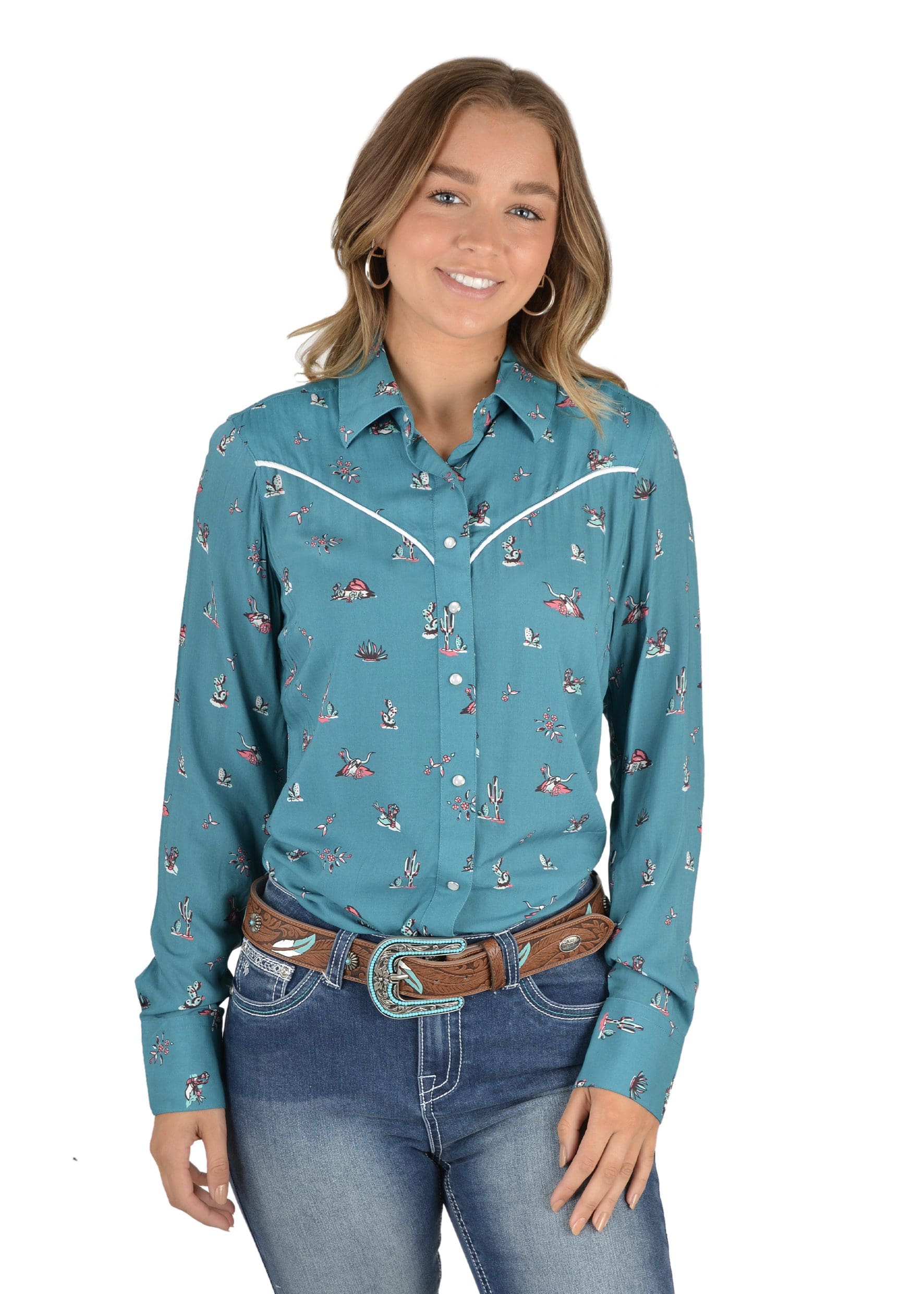 Pure Western Ladies Becca Western LS Print Shirt | Moonstone Trading Co